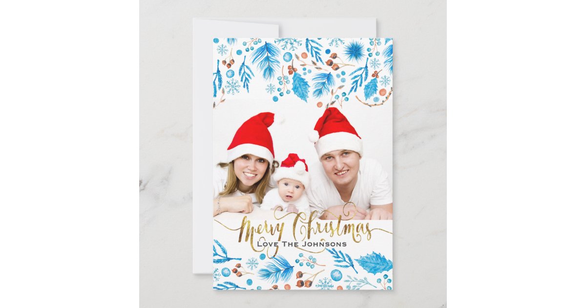 Elegant Winter Pattern Custom Photo Christmas Holiday Card | Zazzle