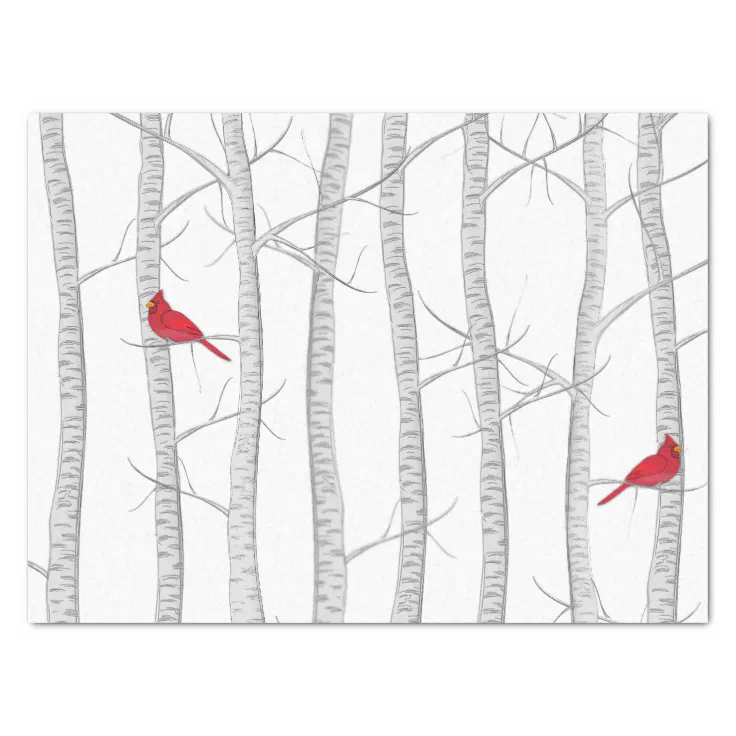 Elegant Winter Red Cardinal Botanical Woodland Tissue Paper | Zazzle