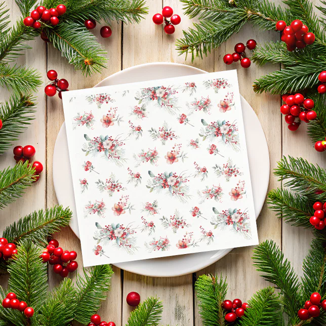 Elegant Winter Red Floral Baby Shower Napkins | Zazzle