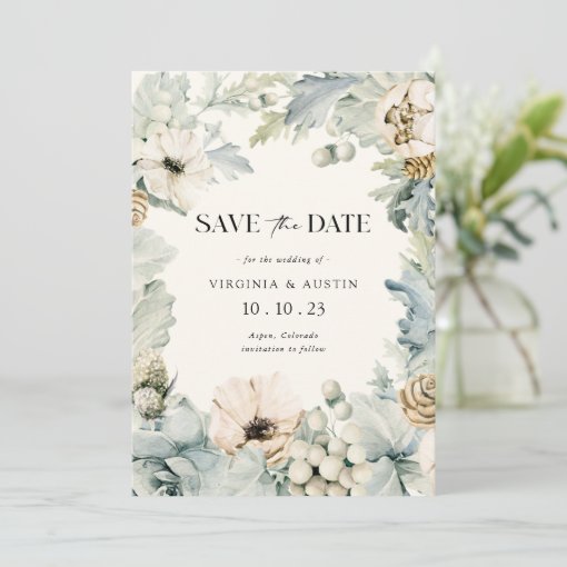 Elegant Winter Save The Date Card | Zazzle