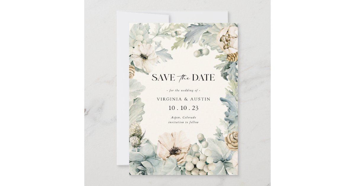 Elegant Winter Save The Date Card | Zazzle