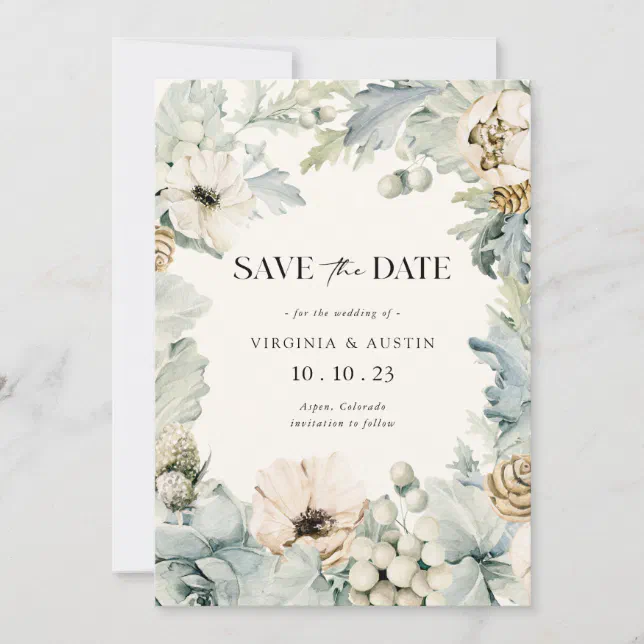 Elegant Winter Save The Date Card | Zazzle