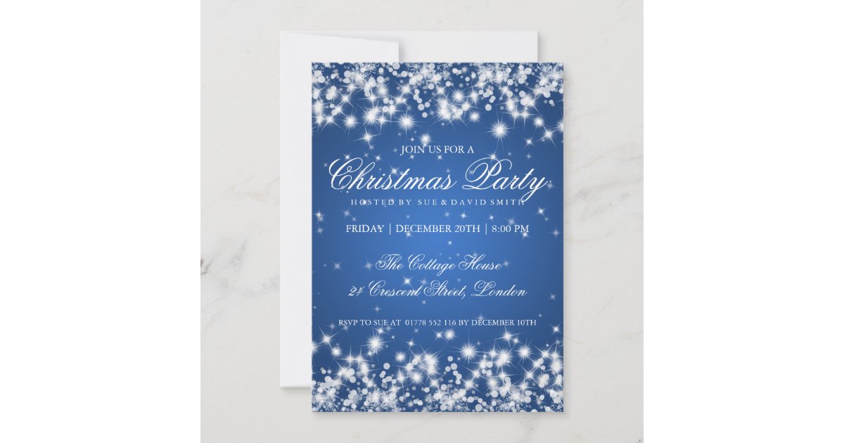 Elegant Winter Sparkle 2 Blue Invitation | Zazzle