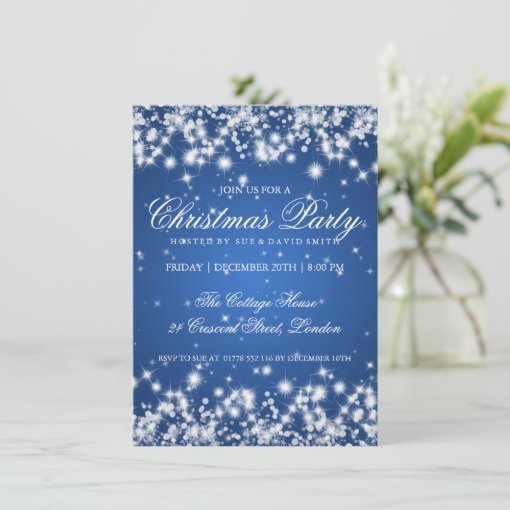 Elegant Winter Sparkle 2 Blue Invitation | Zazzle