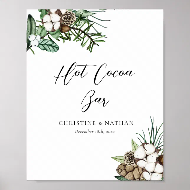 Elegant Winter Wedding Hot Cocoa Bar Sign | Zazzle