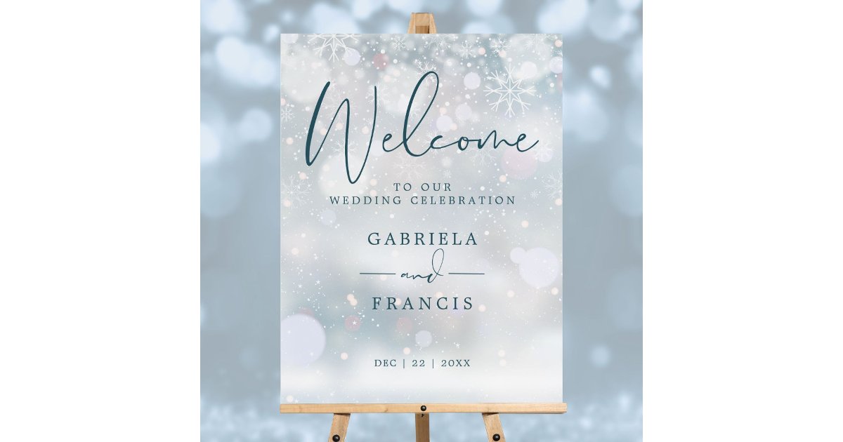 Elegant Winter Wonderland Wedding Welcome Sign | Zazzle
