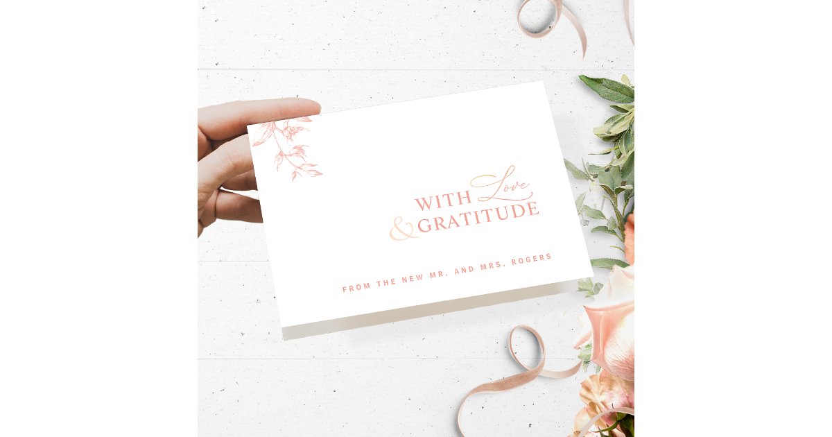 Elegant With Love and Gratitude Blush Pink, Peach Thank You Card | Zazzle