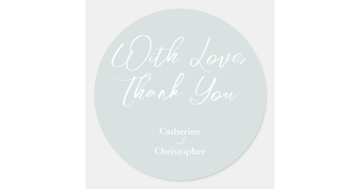 Elegant "With Love, Thank You" Sticker | Zazzle