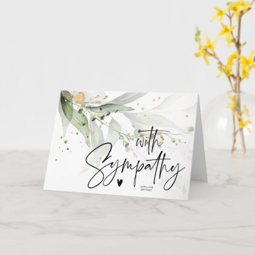 Elegant With Sympathy Condolence Mourning Heart Card | Zazzle