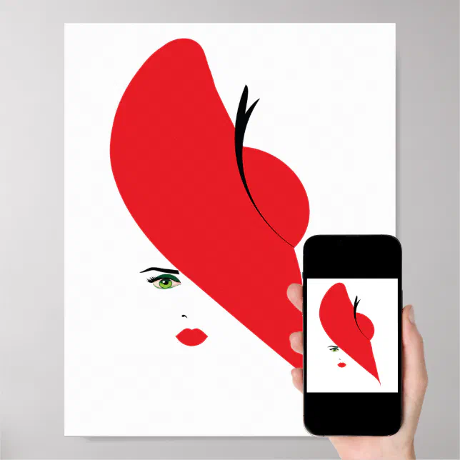 elegant woman with red hat poster | Zazzle