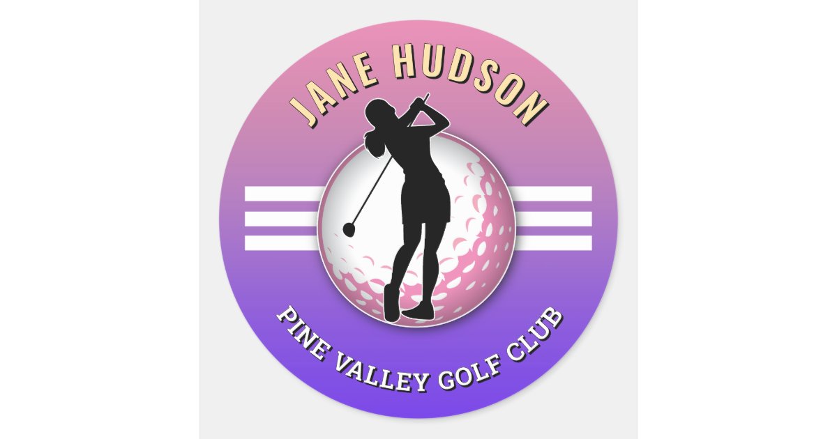 Elegant Women Golfer Design Classic Round Sticker | Zazzle
