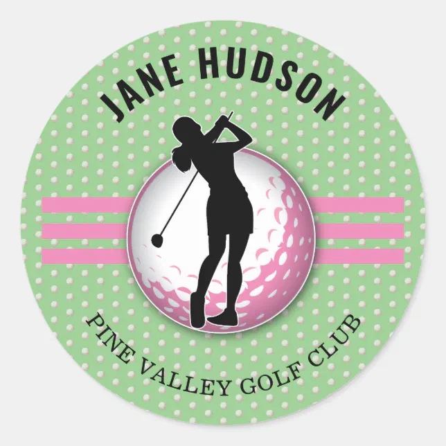 Elegant Women Golfer Design Classic Round Sticker | Zazzle