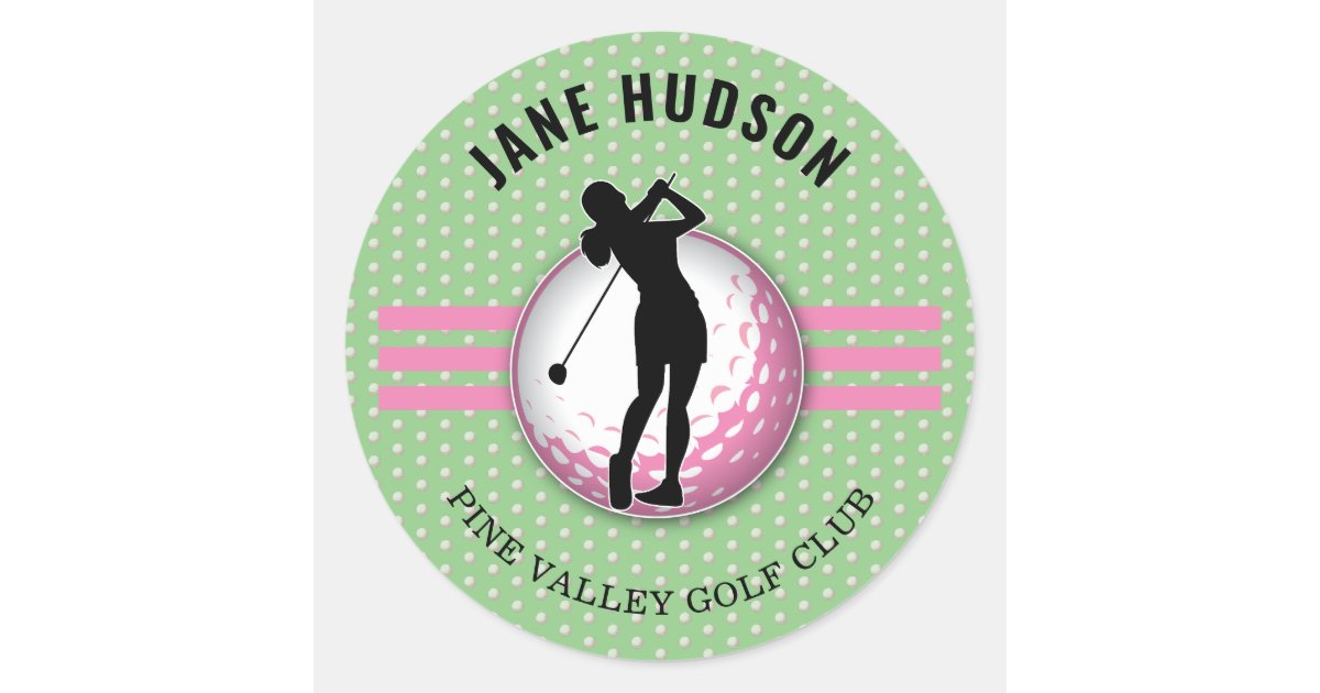 Elegant Women Golfer Design Classic Round Sticker | Zazzle
