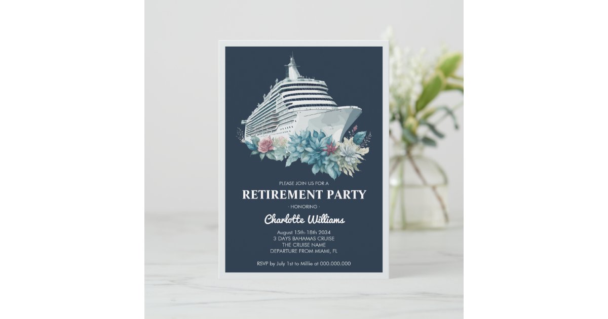 Elegant Women Retirement Party Cruise Ship Invitation | Zazzle