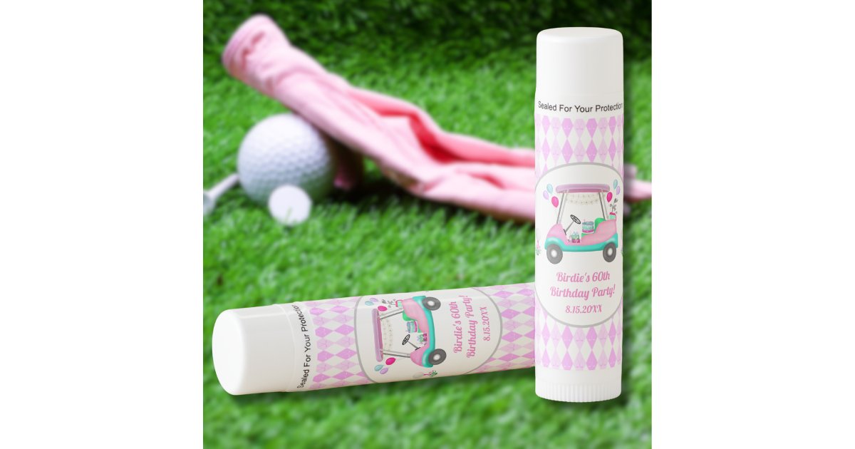 Elegant Women's Golf Party Cart Birthday Paper Lip Balm | Zazzle