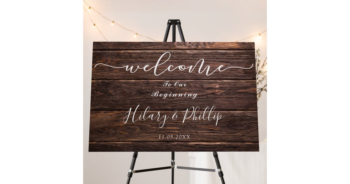 Elegant Wood Decor Rustic Wedding Welcome Sign | Zazzle