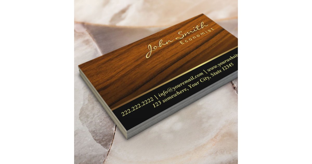Elegant Wood Grain Economist Business Card | Zazzle