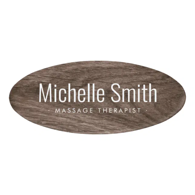 Elegant wood look modern minimal name tag | Zazzle