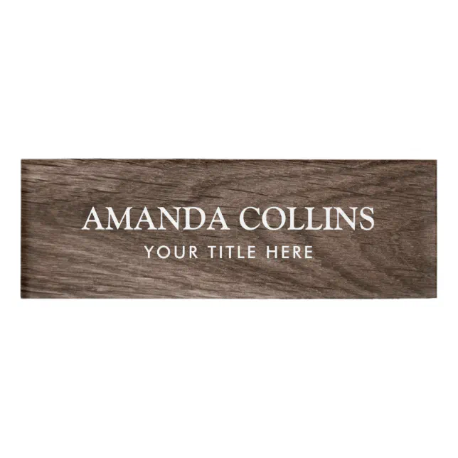 Elegant wood look name tags | Zazzle