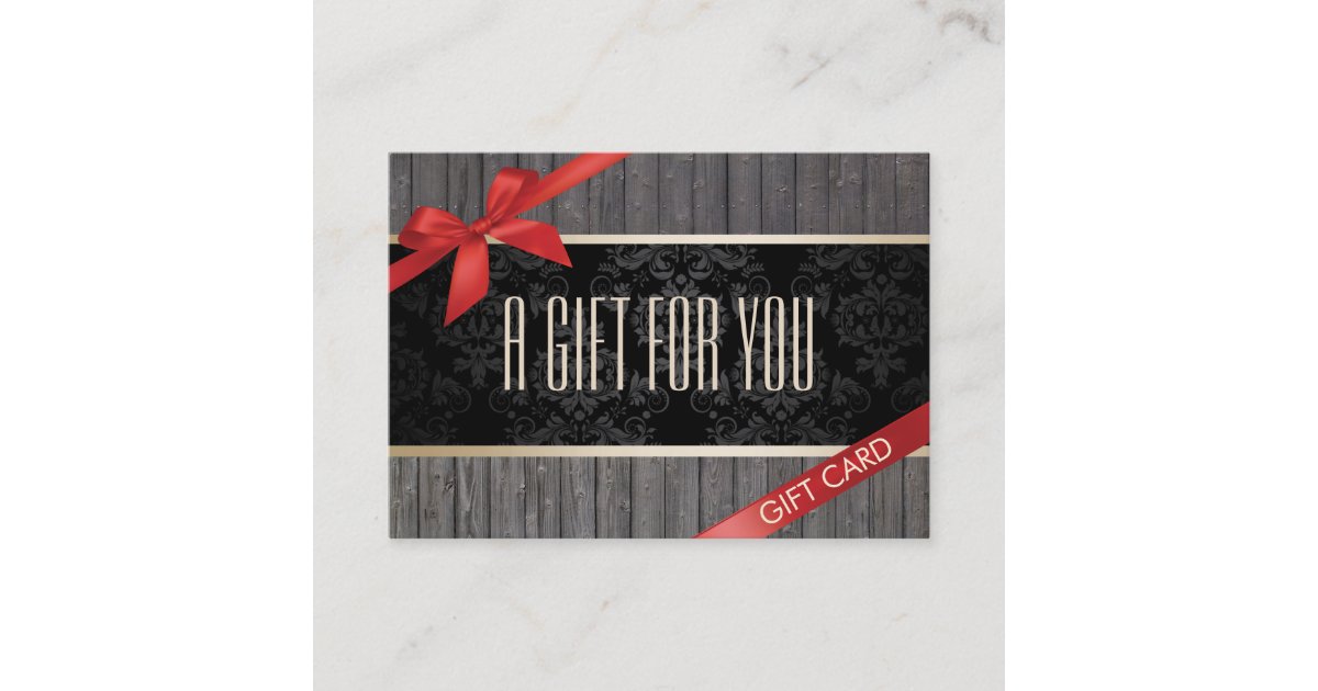 Elegant Wood Red Ribbon Gift Certificate | Zazzle