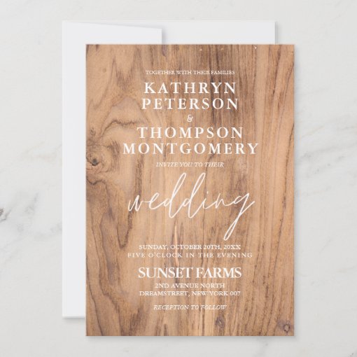 Elegant Wood Rustic Wedding Invitation | Zazzle