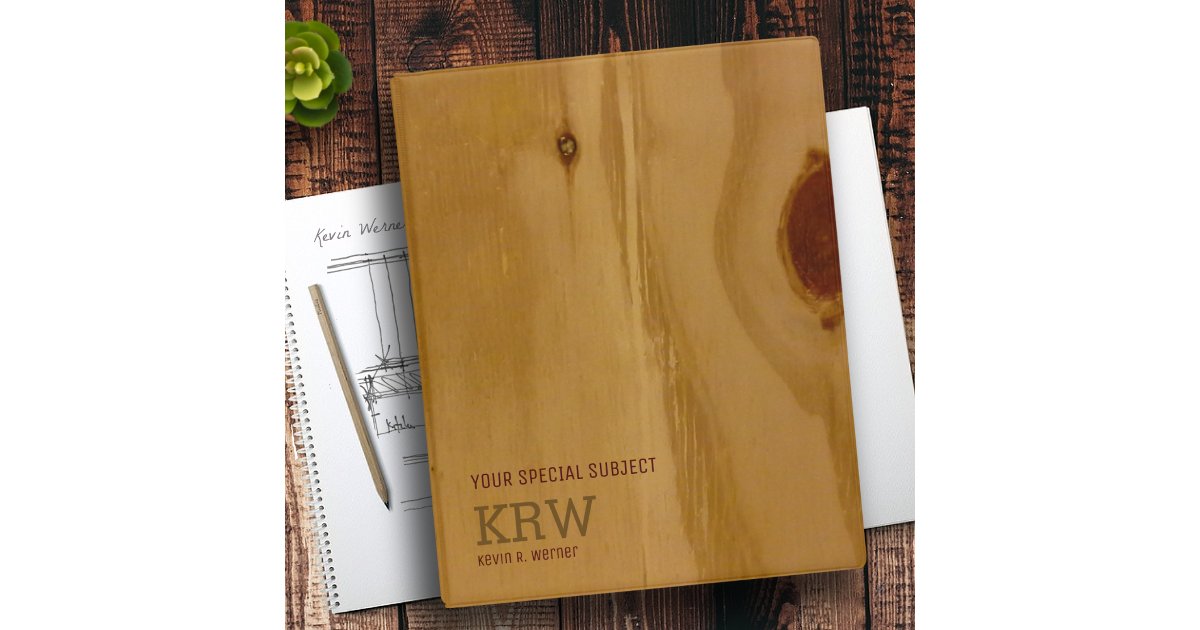 elegant wood texture /rustic to-personalize mini binder | Zazzle
