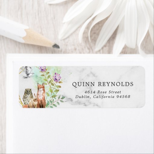Elegant Woodland Animals Return Address Label | Zazzle