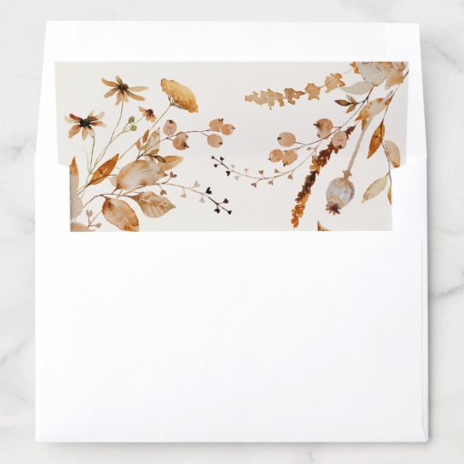 Elegant Woodland Fall Floral Wedding Invitation Envelope Liner | Zazzle