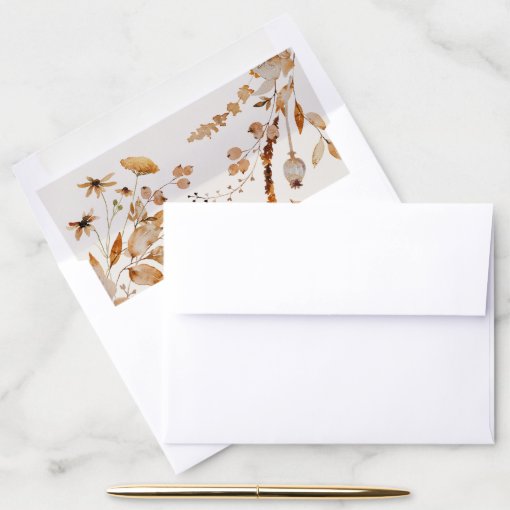 Elegant Woodland Fall Floral Wedding Invitation Envelope Liner | Zazzle