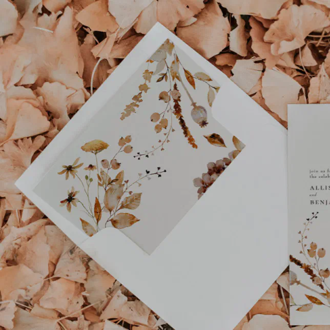 Elegant Woodland Fall Floral Wedding Invitation Envelope Liner | Zazzle