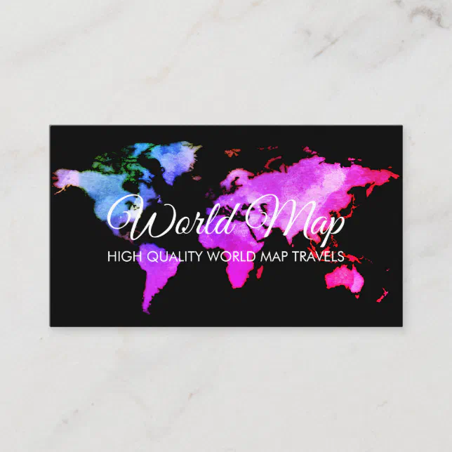Elegant World Map Trip Globe Travel Agent Business Card | Zazzle