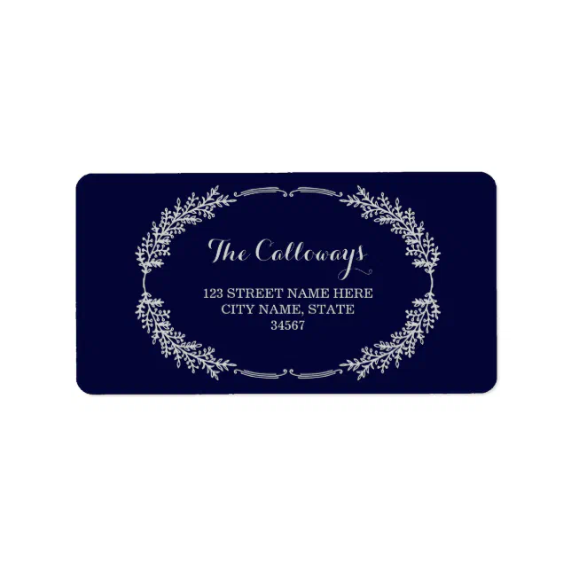 Elegant Wreath Address Labels / Navy | Zazzle