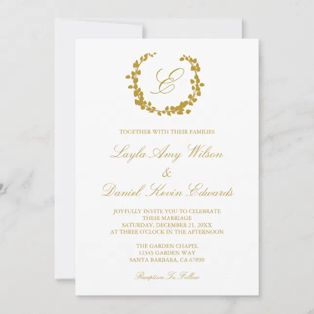 Elegant Wreath Wedding Invitation | Zazzle