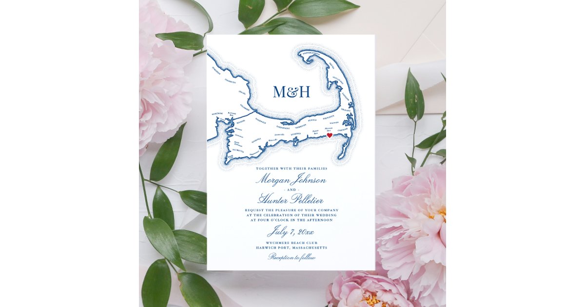 Elegant Wychmere Beach Club Cape Cod Wedding Invitation | Zazzle