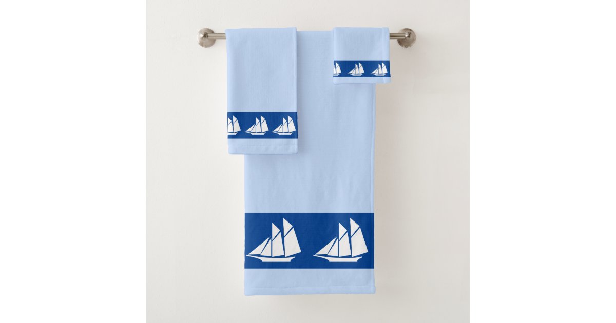 Elegant Yacht Pattern Bath Towel Set | Zazzle
