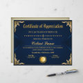 Elegant Years of Service Certificate - Royal Blue | Zazzle