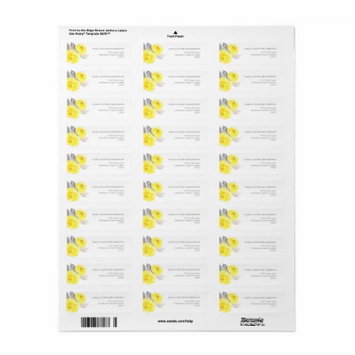Elegant Yellow and Gray Watercolor Roses Label | Zazzle