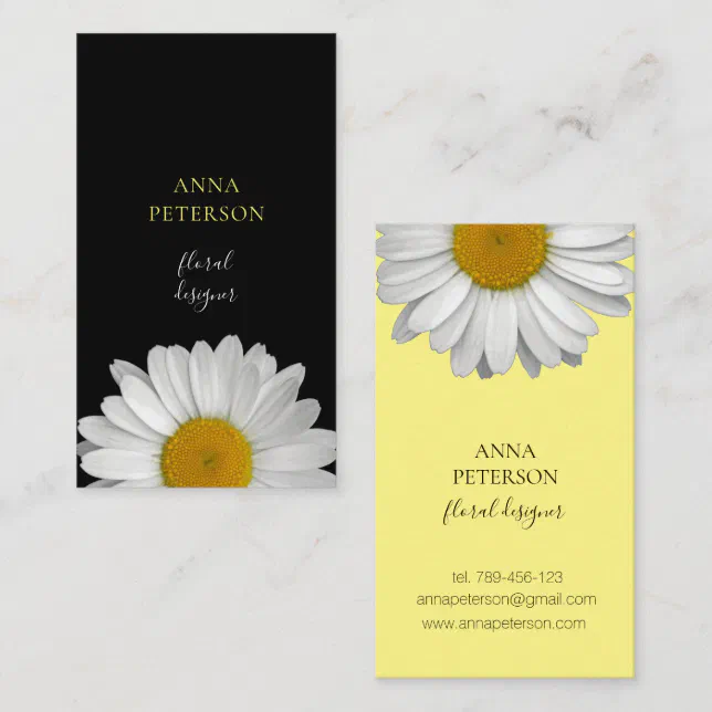 Elegant Yellow Black Daisy Flower Business Card | Zazzle