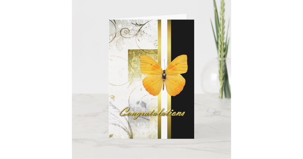 Elegant Yellow Butterfly Graduation Card | Zazzle