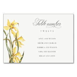 Elegant Yellow Daffodil Wedding Seating Chart Table Number | Zazzle