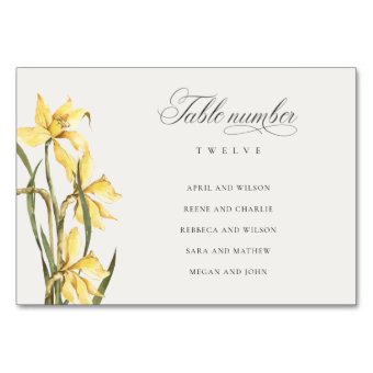 Elegant Yellow Daffodil Wedding Seating Chart Table Number | Zazzle