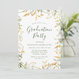Elegant Yellow Floral Photo Graduation Party Invitation | Zazzle