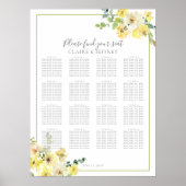 Elegant Yellow Floral Wedding Seating Chart | Zazzle