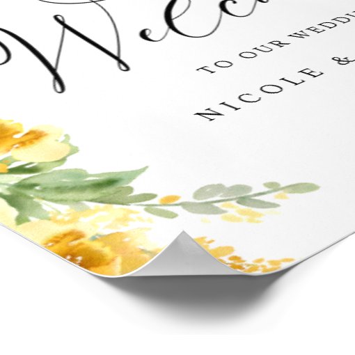 Elegant Yellow Floral Wedding Welcome Sign | Zazzle