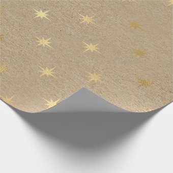 Elegant yellow gold Christmas star pattern Wrapping Paper | Zazzle