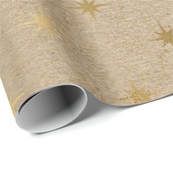 Elegant yellow gold Christmas star pattern Wrapping Paper | Zazzle