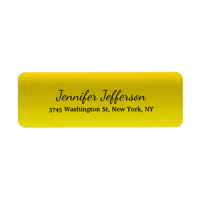 Elegant Yellow Modern Handwriting Plain Label | Zazzle