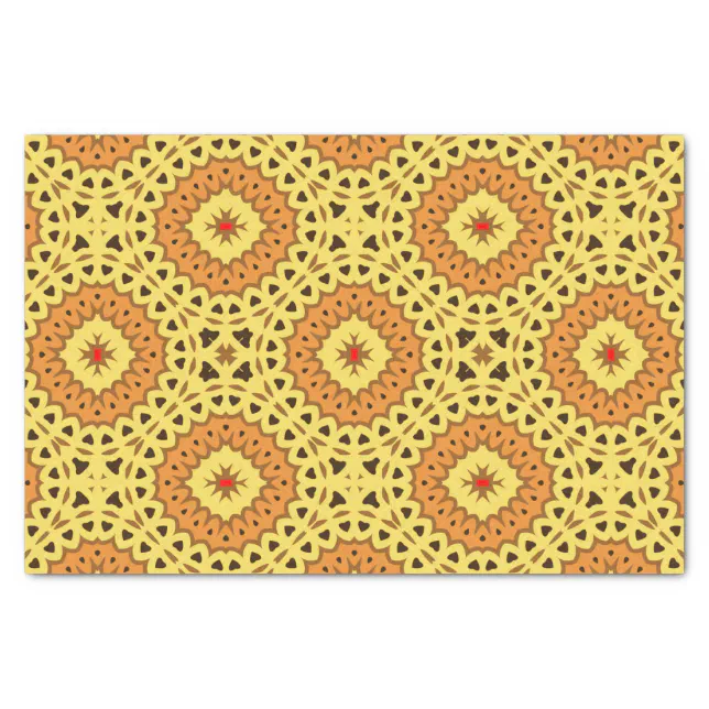 Elegant Yellow & Orange Mosaic Geometric Pattern Tissue Paper | Zazzle