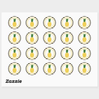 Elegant Yellow Pineapple Classic Round Sticker | Zazzle