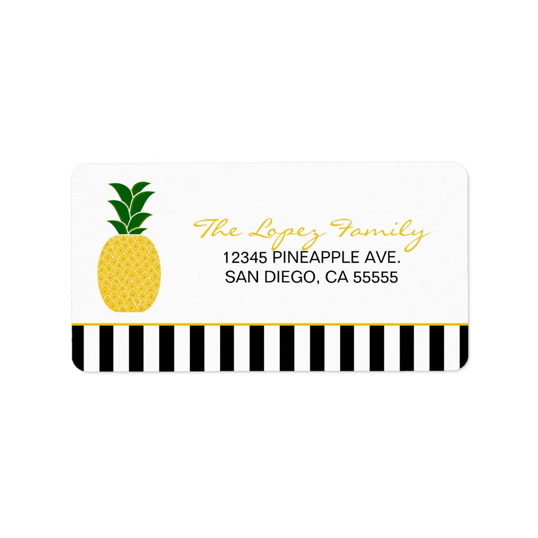Elegant Yellow Pineapple Label | Zazzle